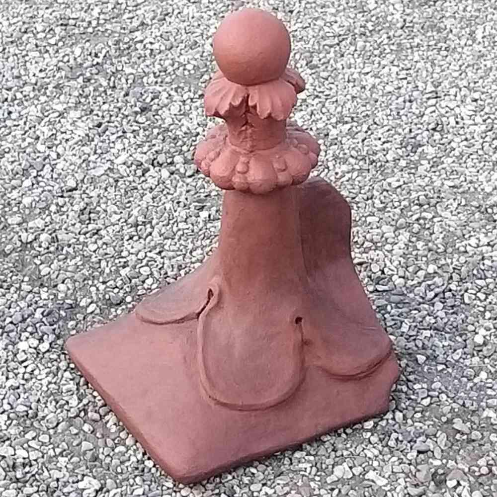 Block end angled small fleur ball ridge finial