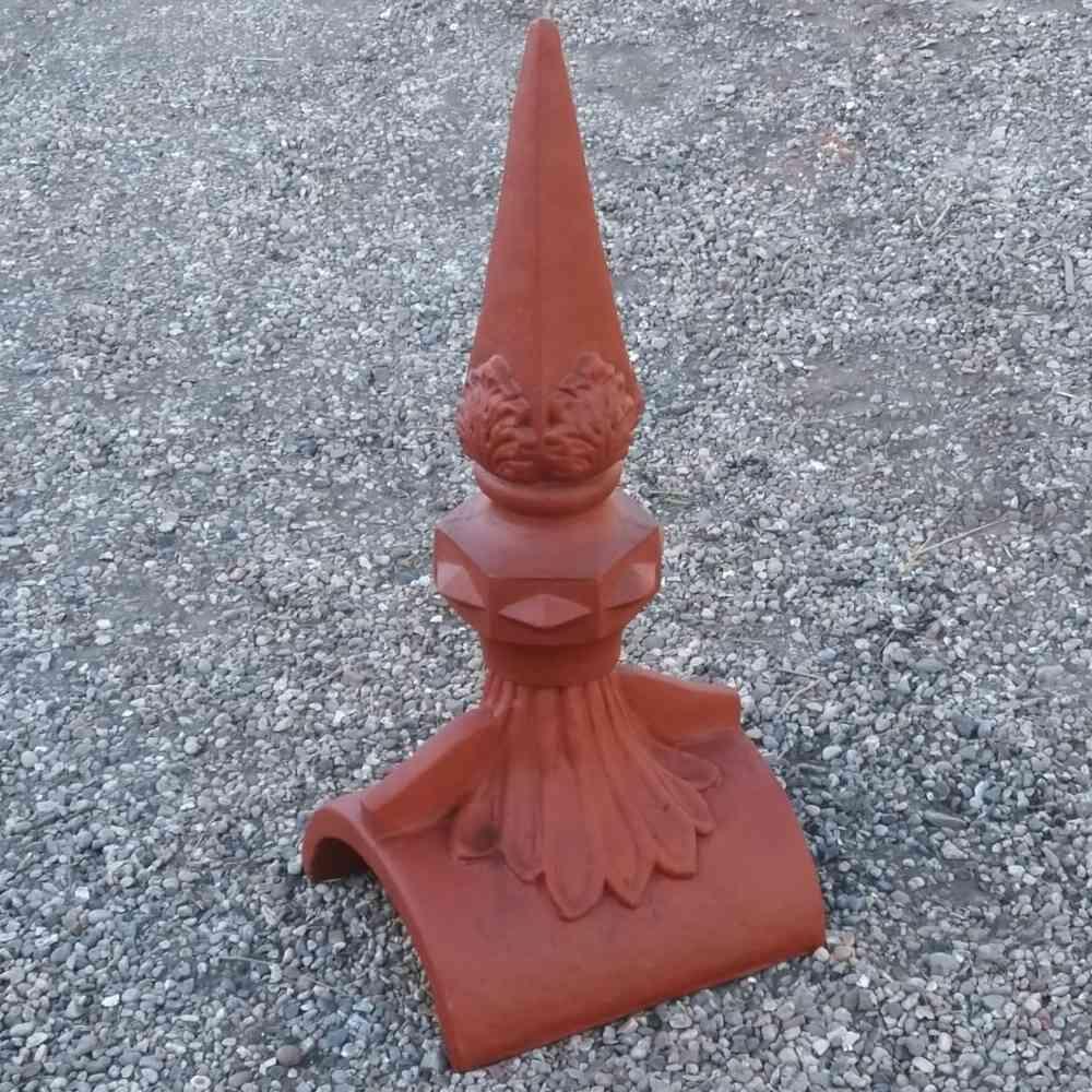 Half round hex spire ridge finial