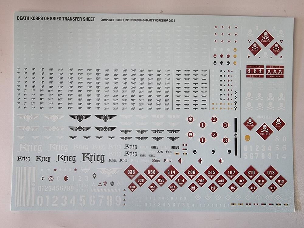 Warhammer 40K Death Korps of Krieg Transfer Sheet LARGE