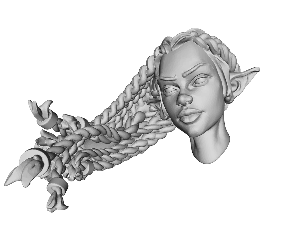 Keta Minies Female Heads 2 - Thicker Braids Dynamic Elf