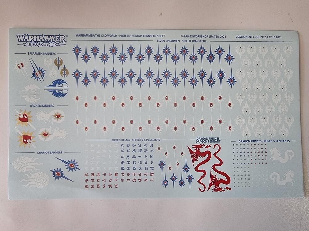 The Old World High Elf Realms Transfer Sheet