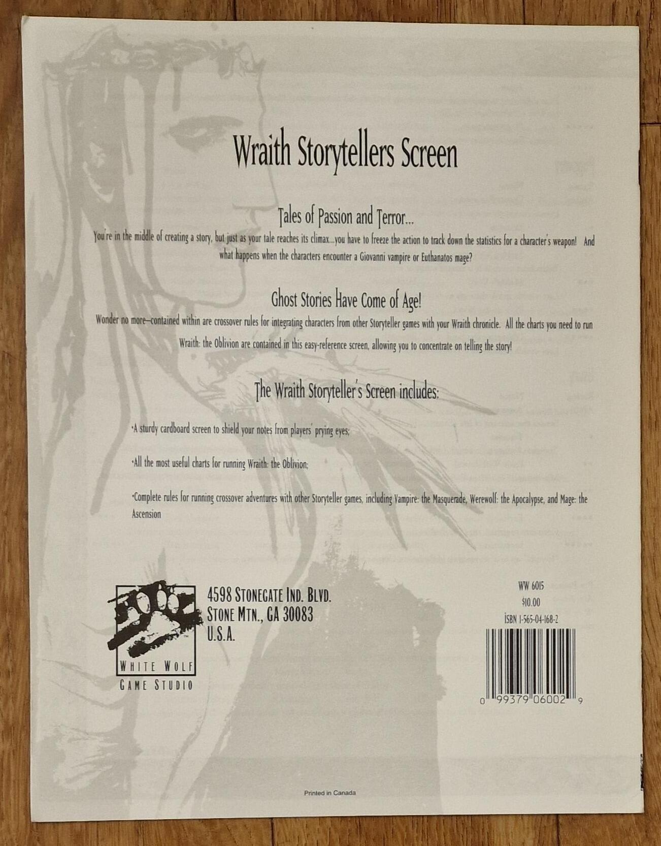 Storytellers Screen Kit for Wraith the Oblivion by White Wolf