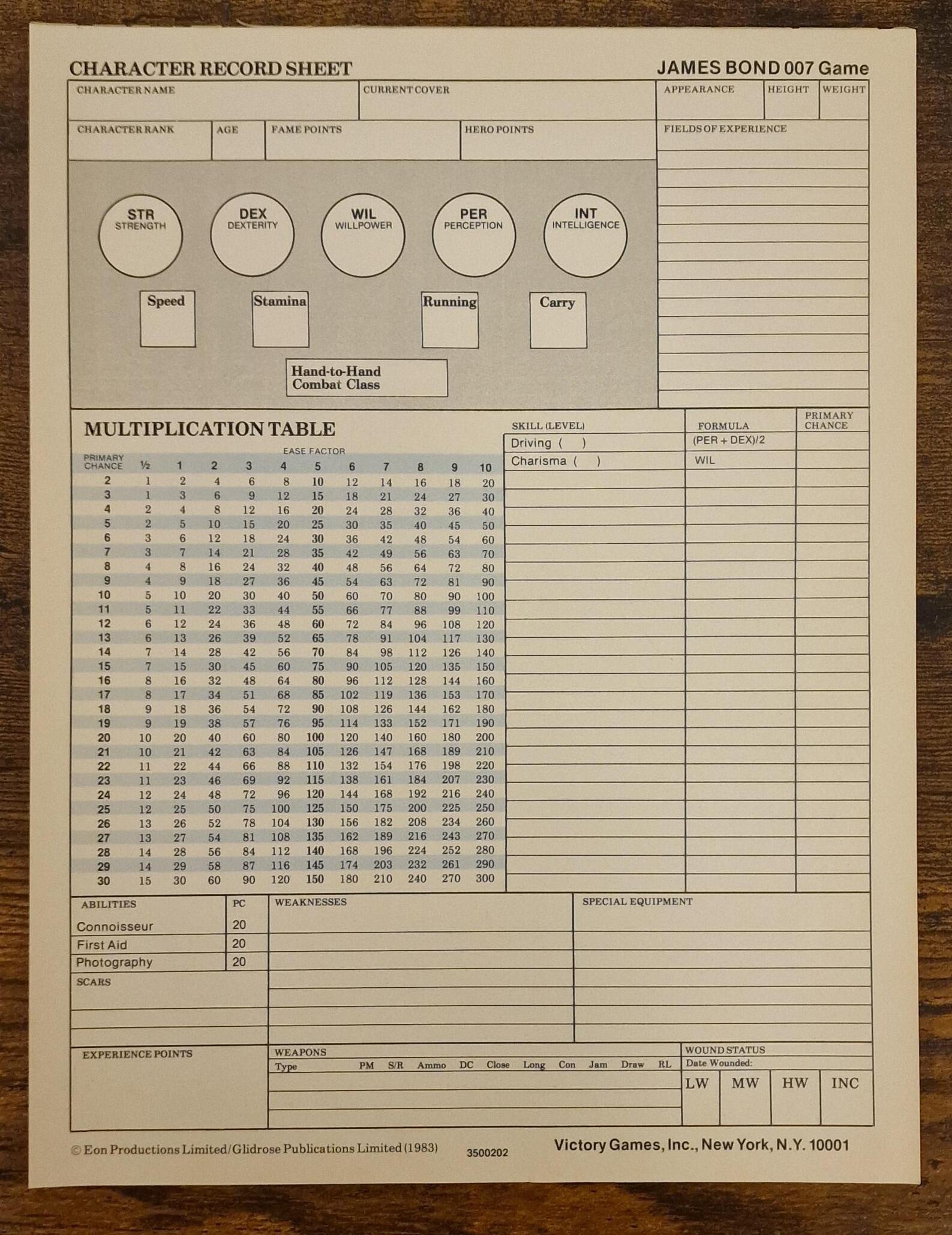 James Bond 007 RPG The Complete Basic Set by Victory Games, Early Printing