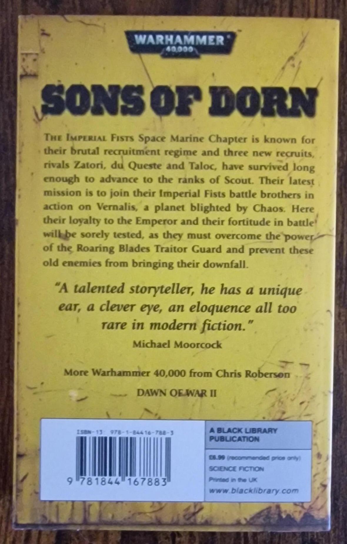 Sons of Dorn Book Warhammer 40000 Black Library by Chris Roberson
