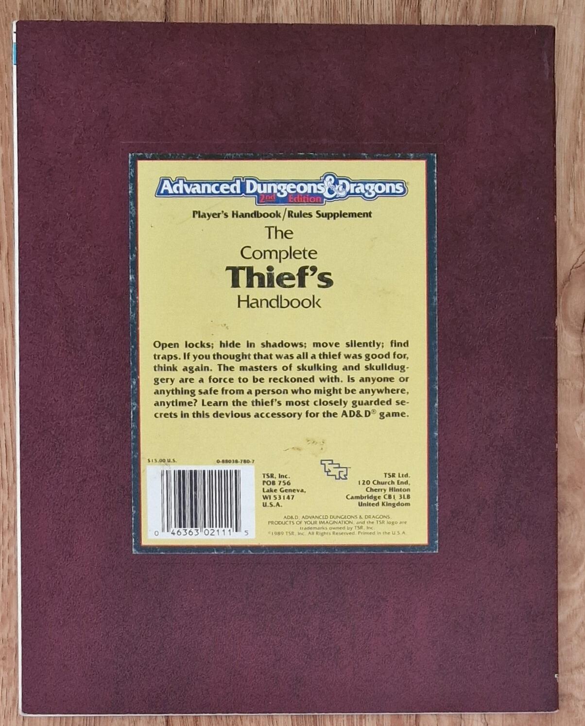 Complete Thief's Handbook for 2nd Edition Advanced Dungeons & Dragons ...