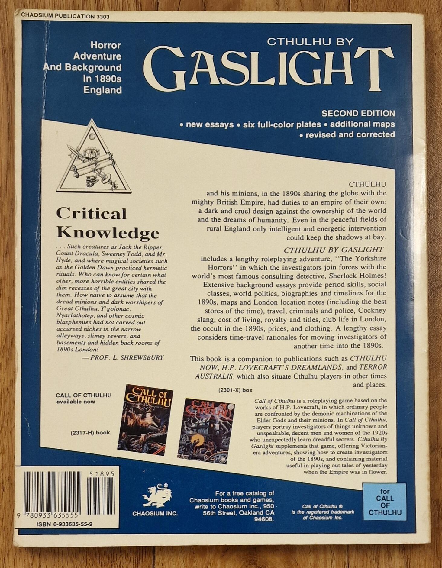 Cthulhu by Gaslight for Call Of Cthulhu RPG by Chaosium