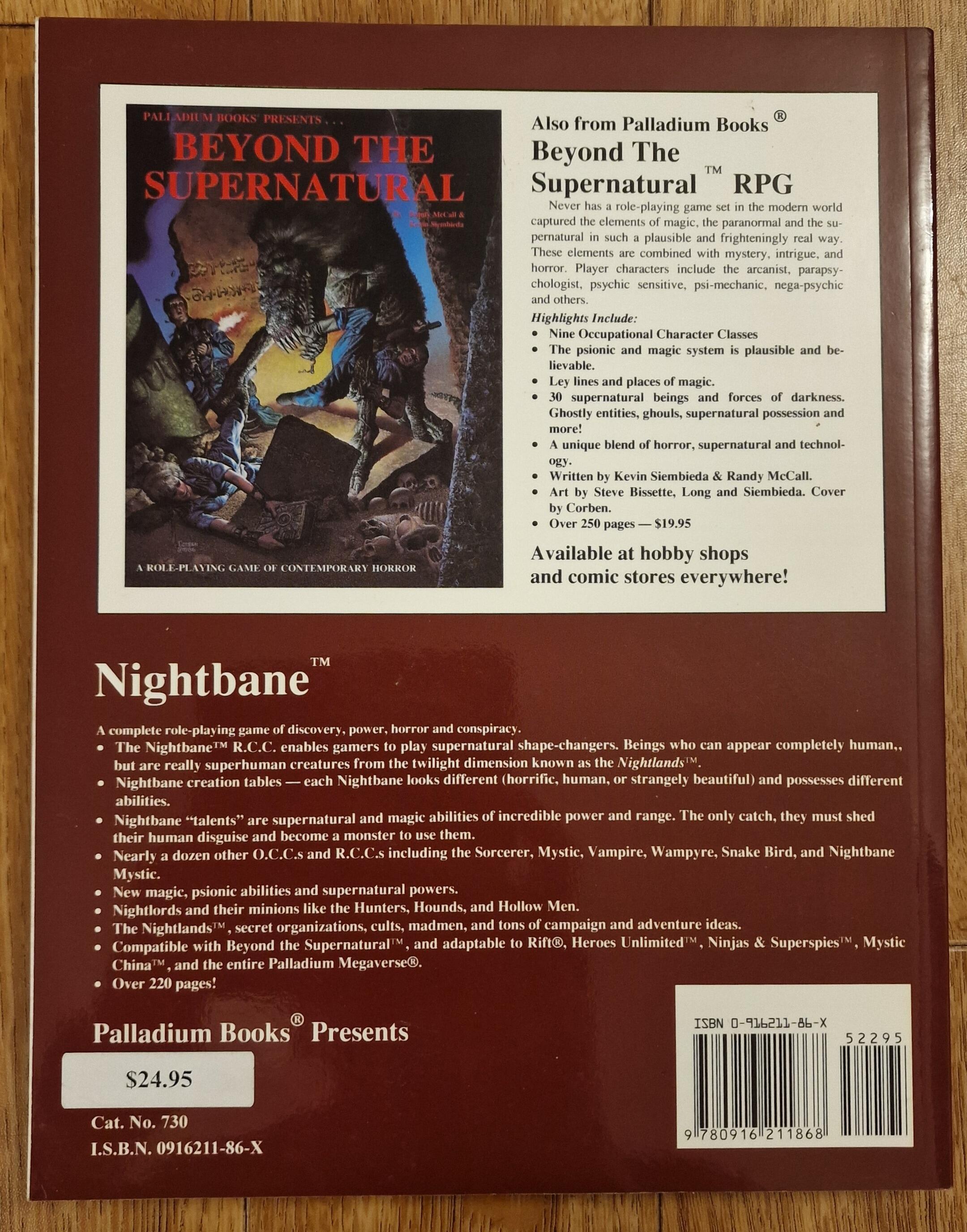 Nightbane RPG Rulebook by Palladium Books