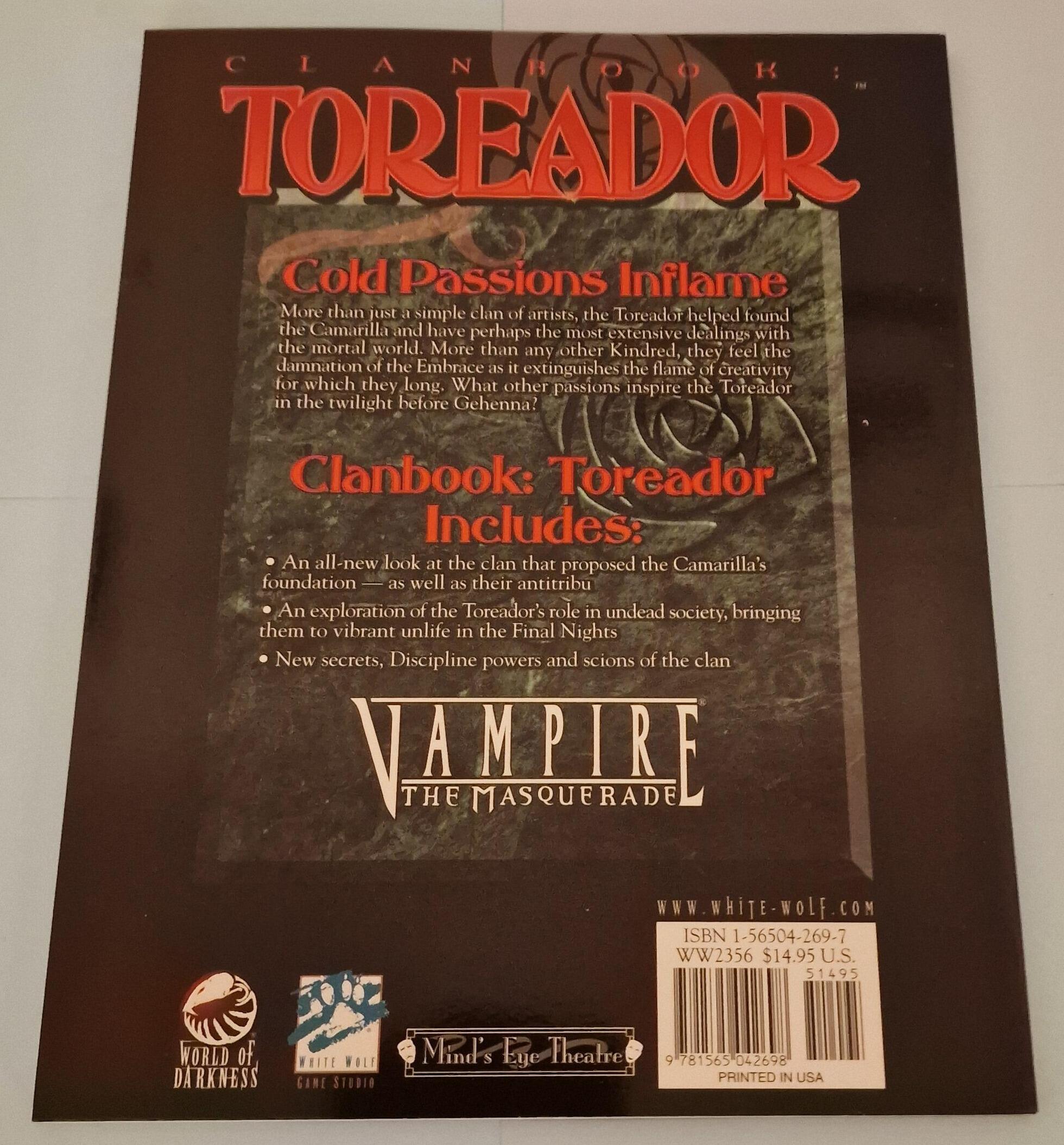 Clanbook Toreador Revised 2nd edition Vampire the Masquerade