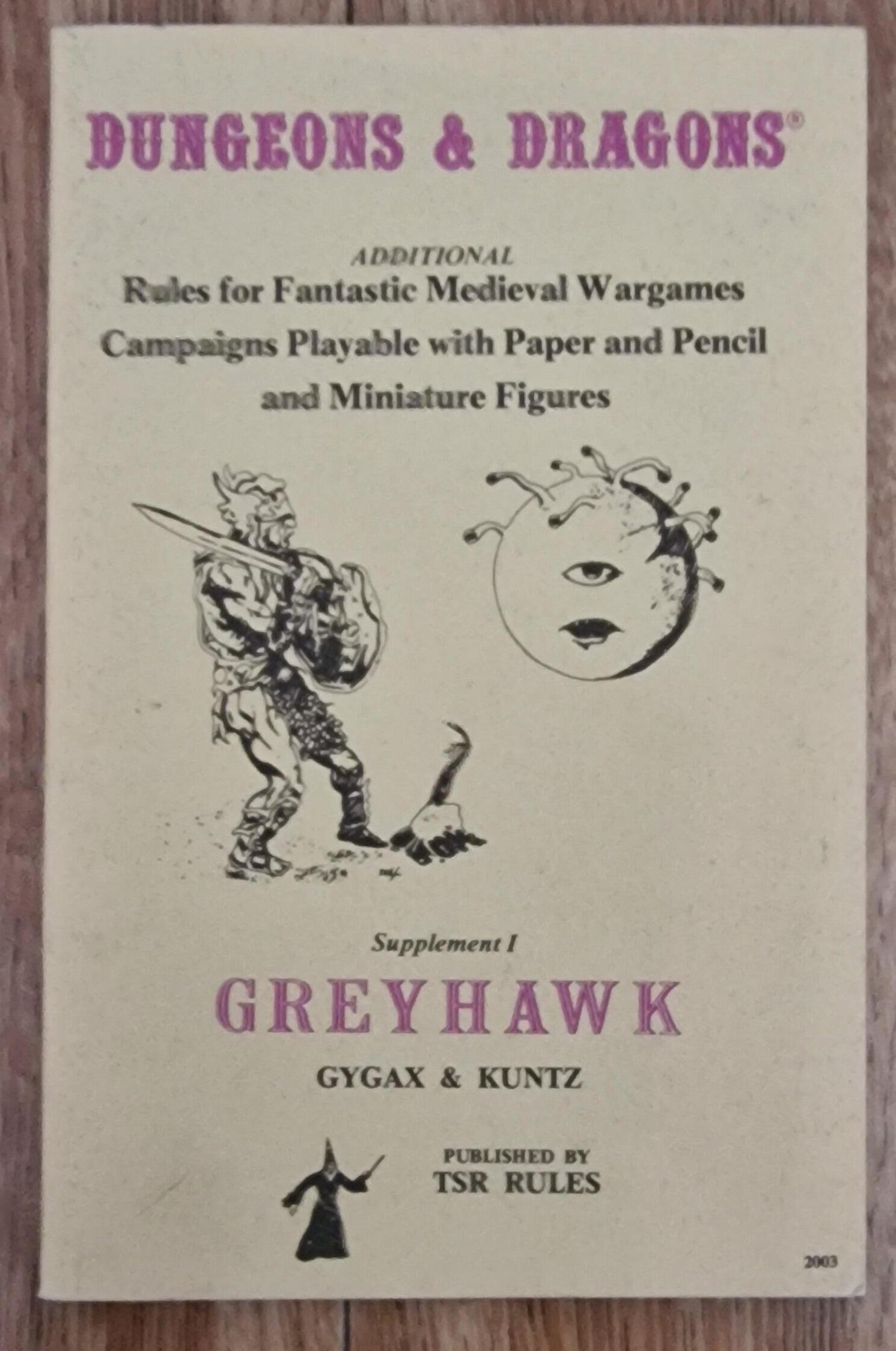 Original Dungeons & Dragons Greyhawk by TSR for OD&D 12th printing ...