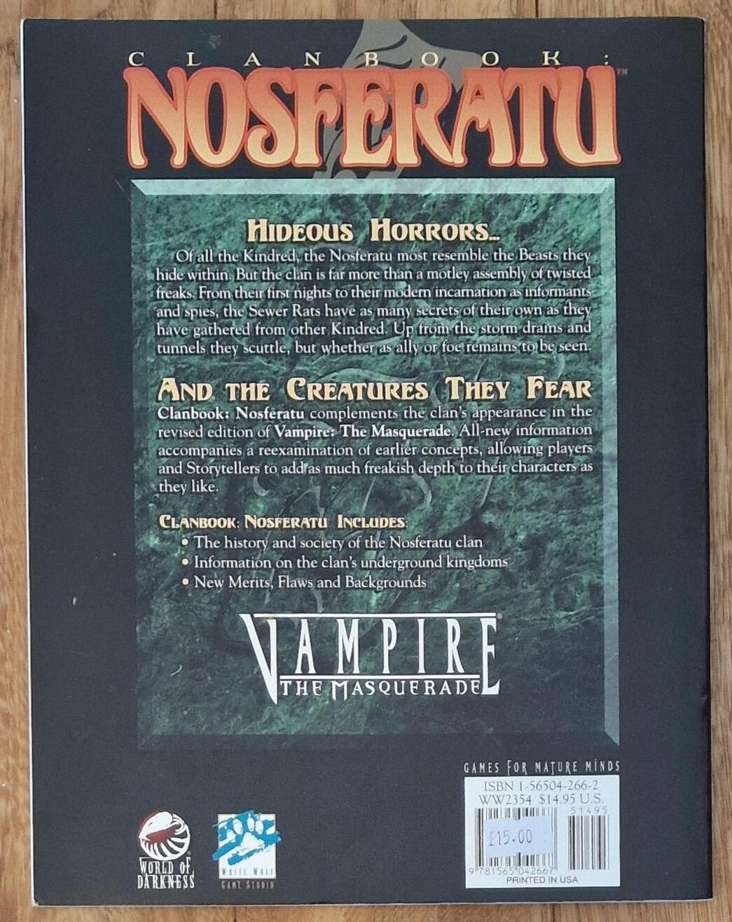 Clanbook Nosferatu Revised 2nd edition Vampire the Masquerade by White Wolf