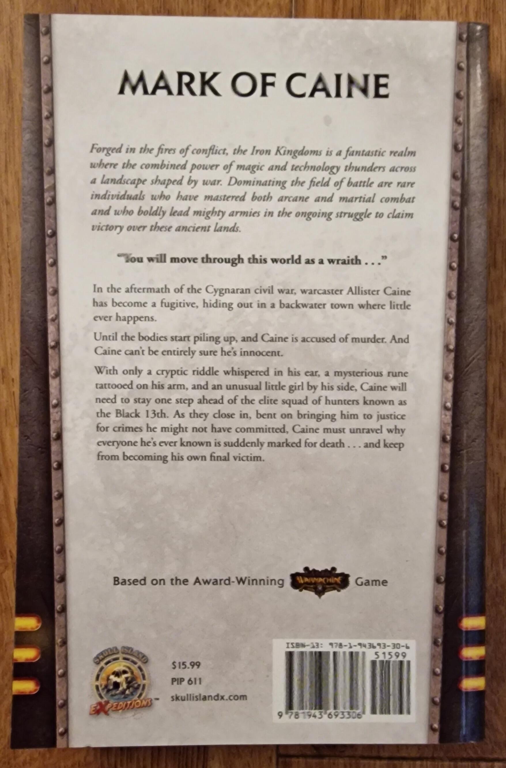 Iron Kingdoms RPG Warmachine Novel Mark of Caine by Miles Holmes