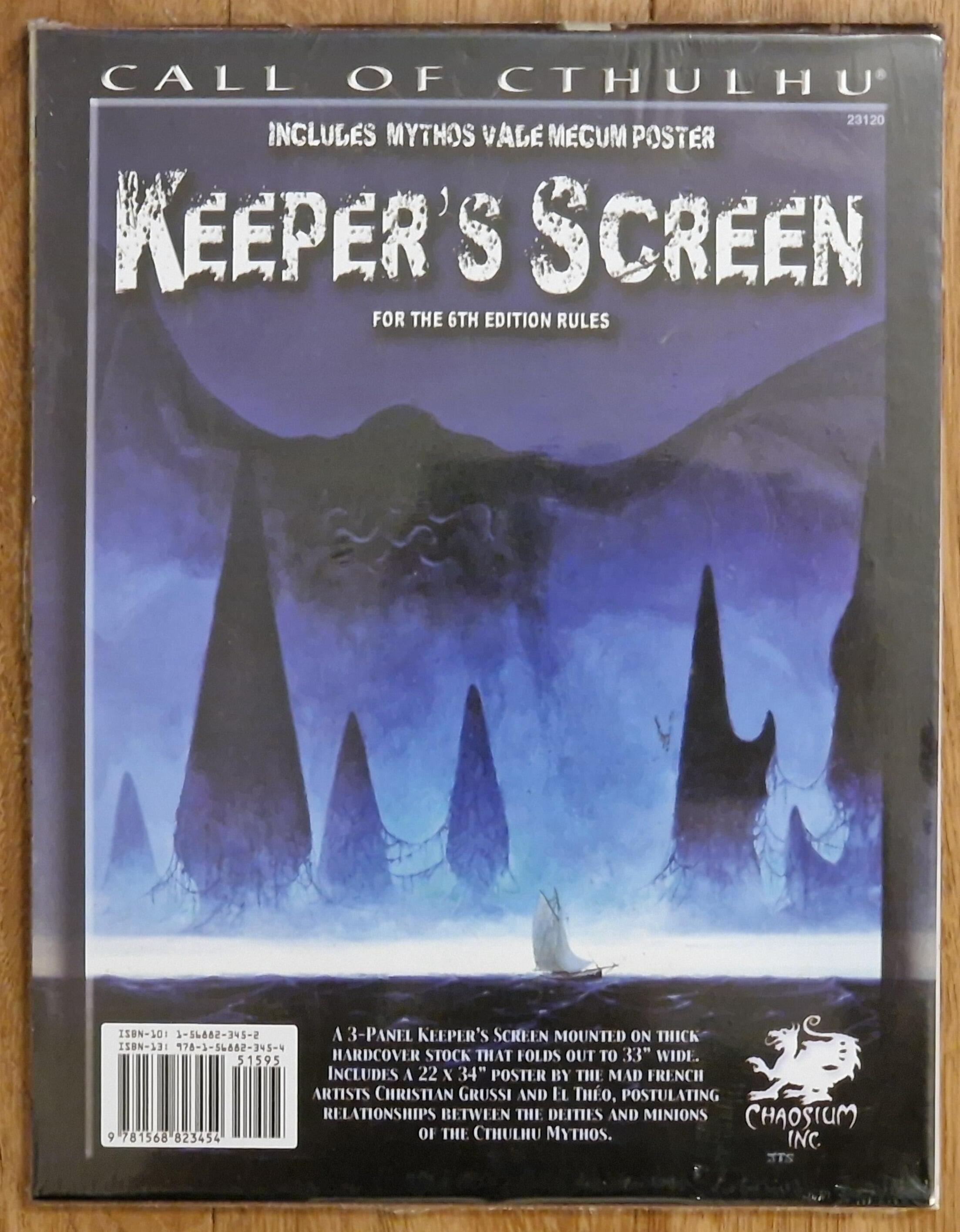 Keepers Screen for 6th Edition Call of Cthulhu RPG Keepers Screen for ...