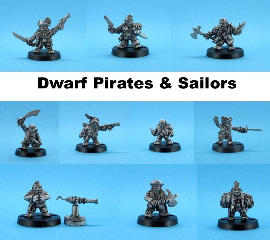 Dwarf Pirates by Ral Partha. In 28mm scale and ready to set sail.