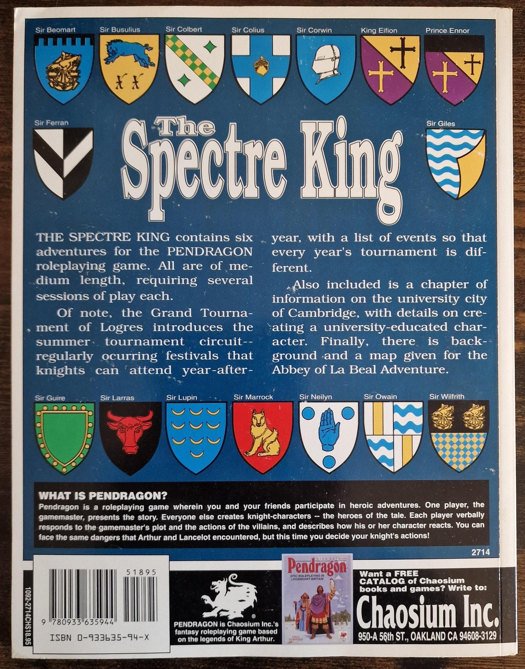 The Spectre King for Pendragon RPG by Chaosium