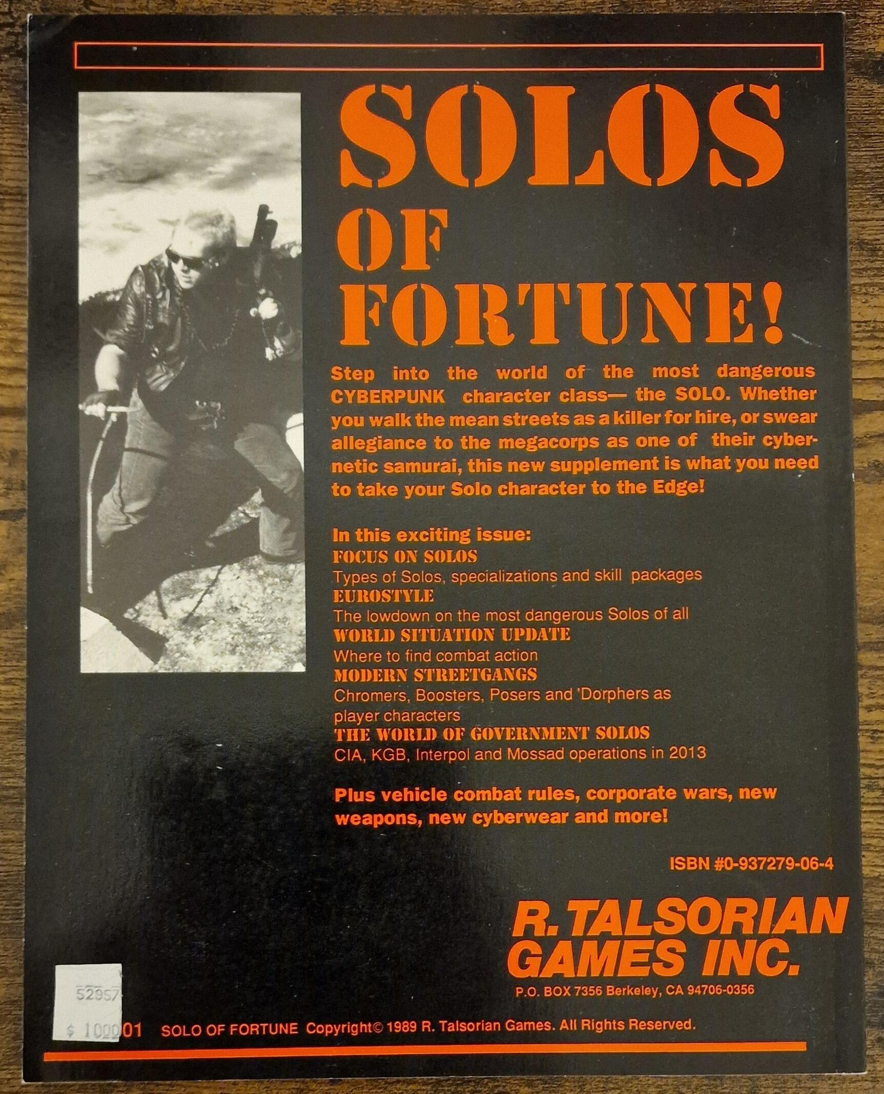 Solo of Fortune for Cyberpunk RPG by R Talsorian Games INC