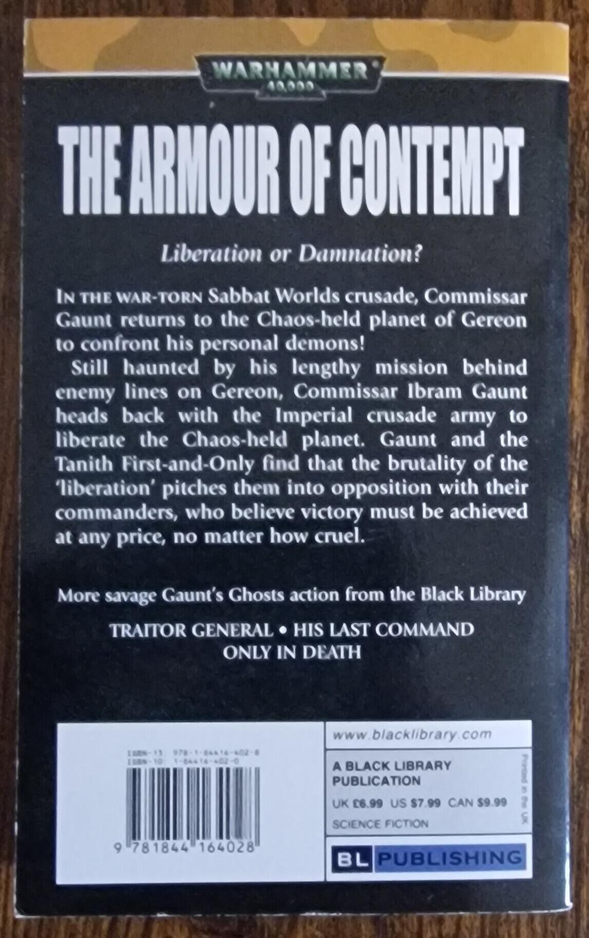 The Armour of Contempt Book Warhammer 40000 Novel Black Library Gaunt's ...