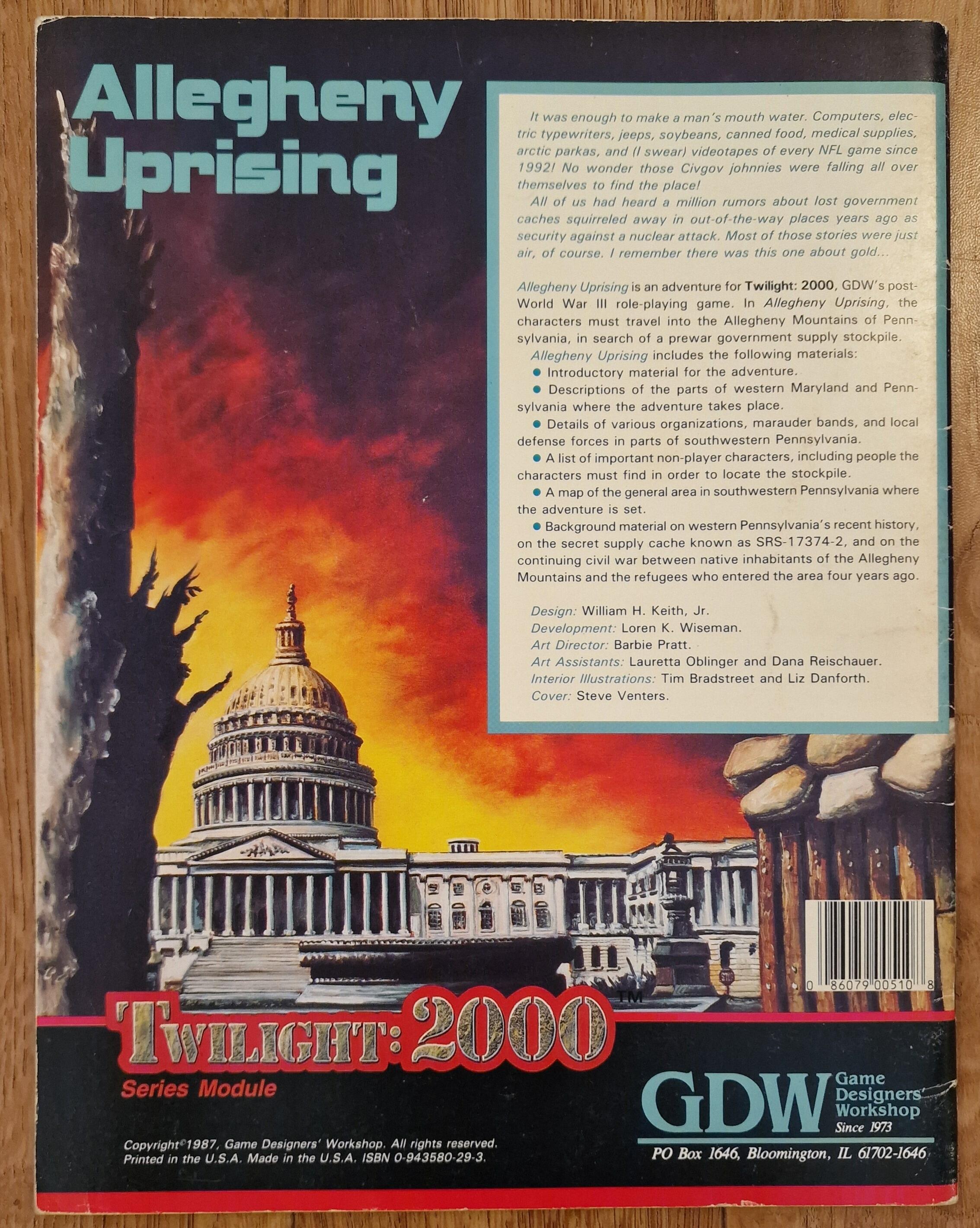 Allegheny Uprising scenario for Twilight 2000 by GDW