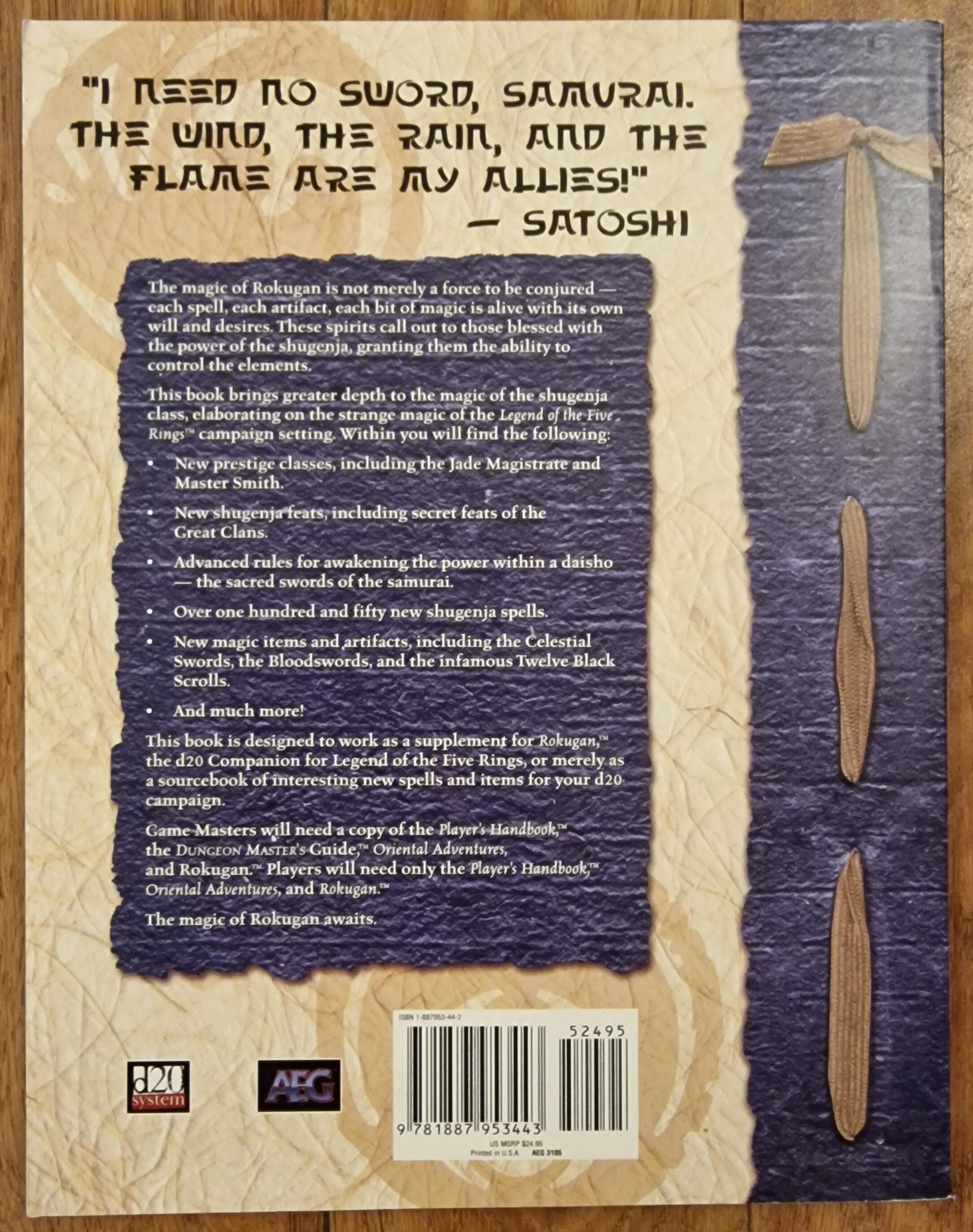 Magic of Rokugan for Legend of the Five Rings 2nd ed by AEG D&D 3.0 ...