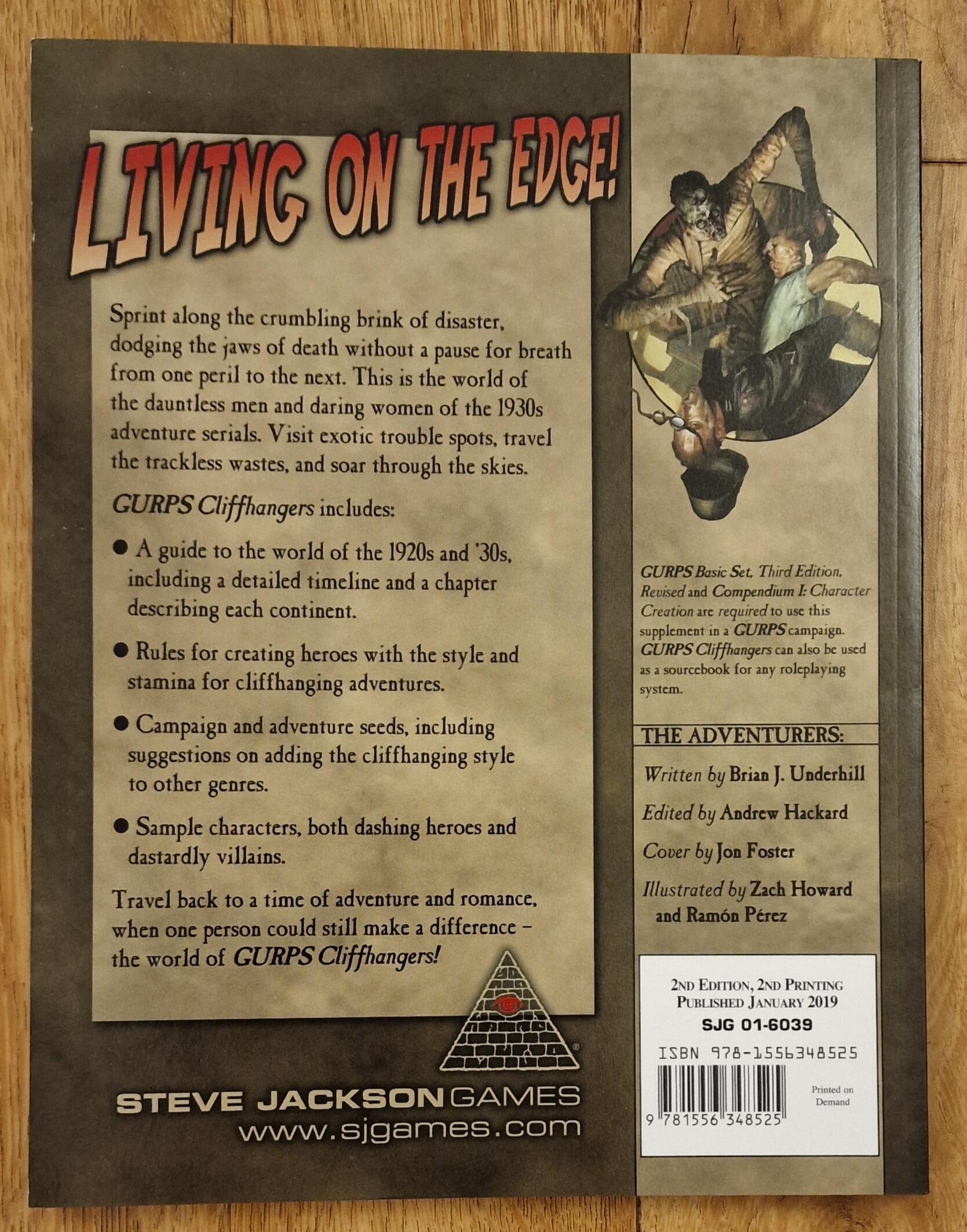 GURPS Cliffhangers 2nd ed Steve Jackson Games Print on Demand