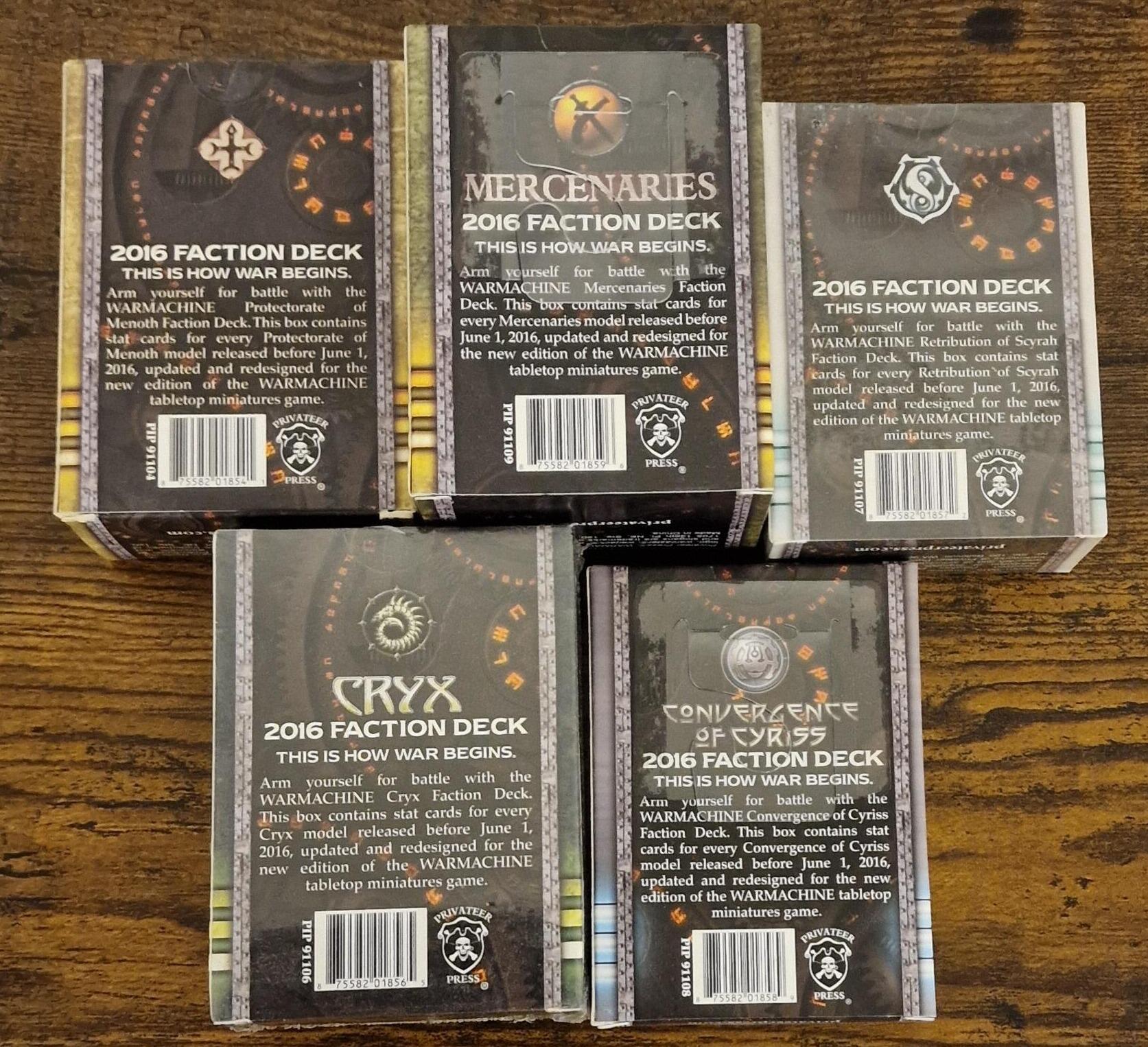 Warmachine Faction Decks 2016 Bundle of 5 New