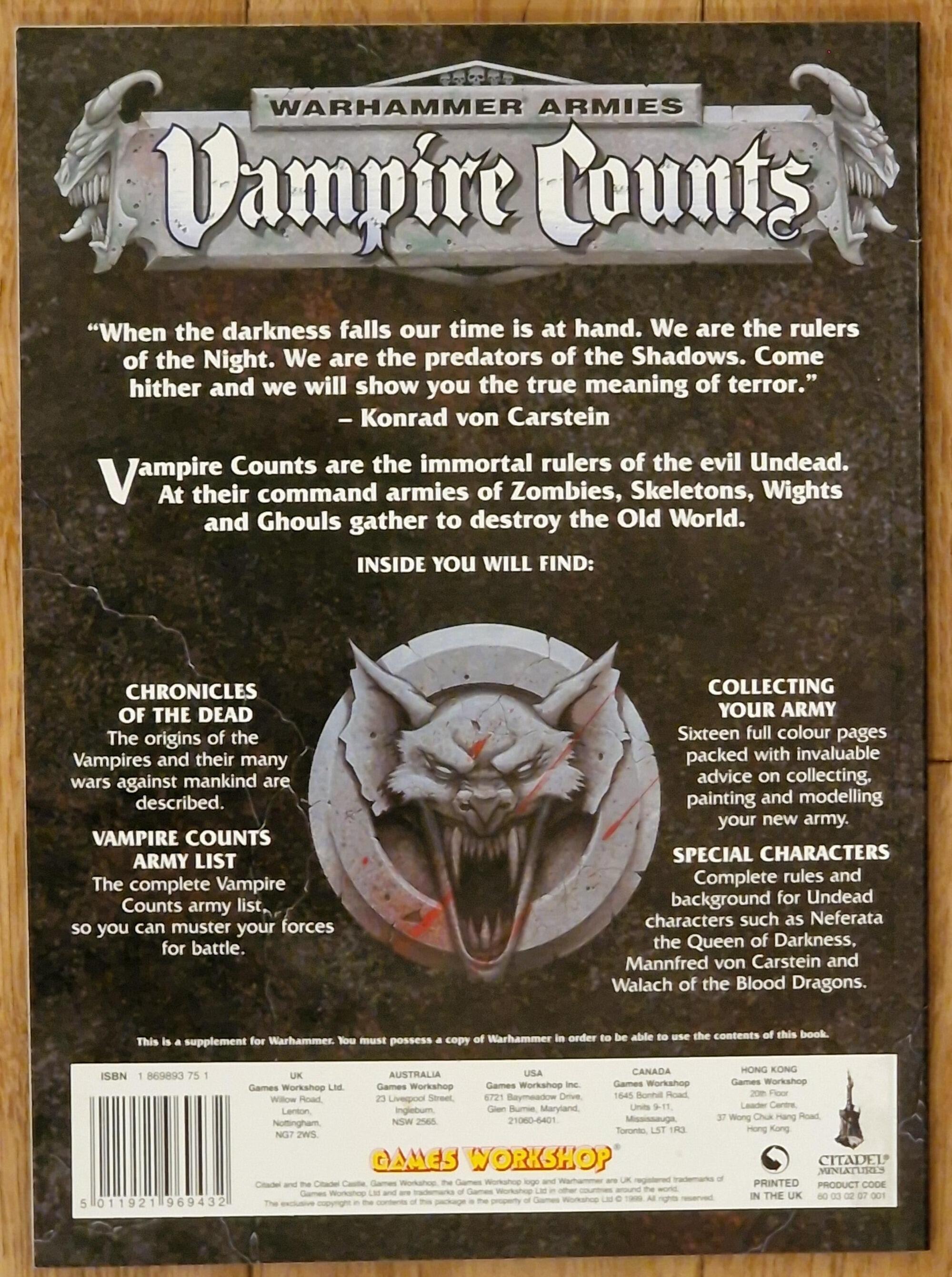 Warhammer Fantasy Battle Vampire Counts Armies Supplement 5th edition