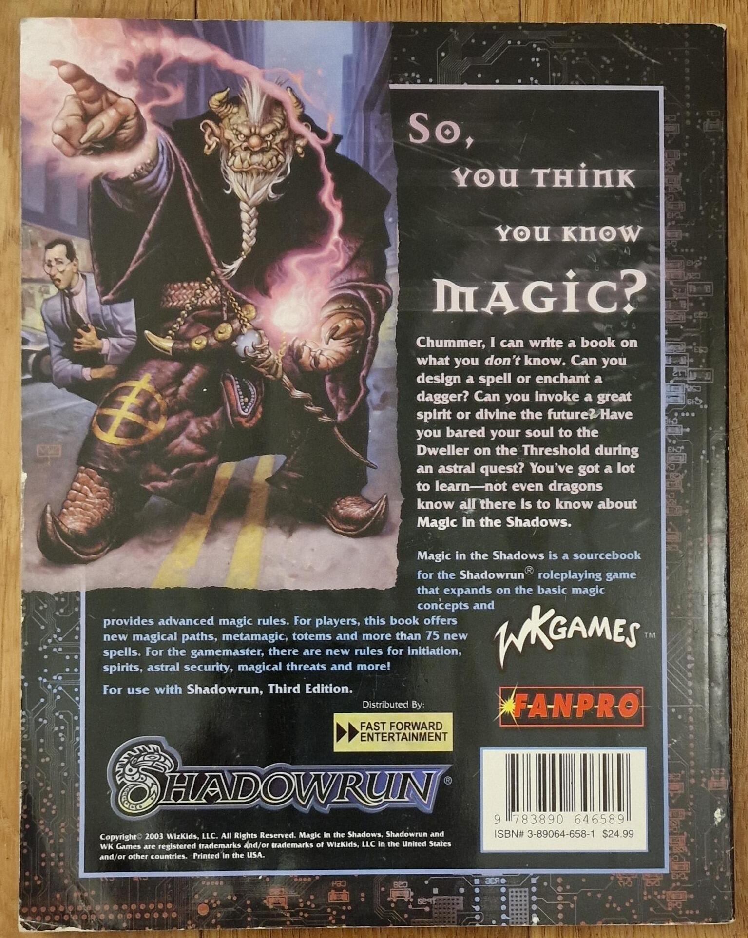 Magic in the Shadows for Shadowrun 3rd ed Sourcebook 10658 Fanpro