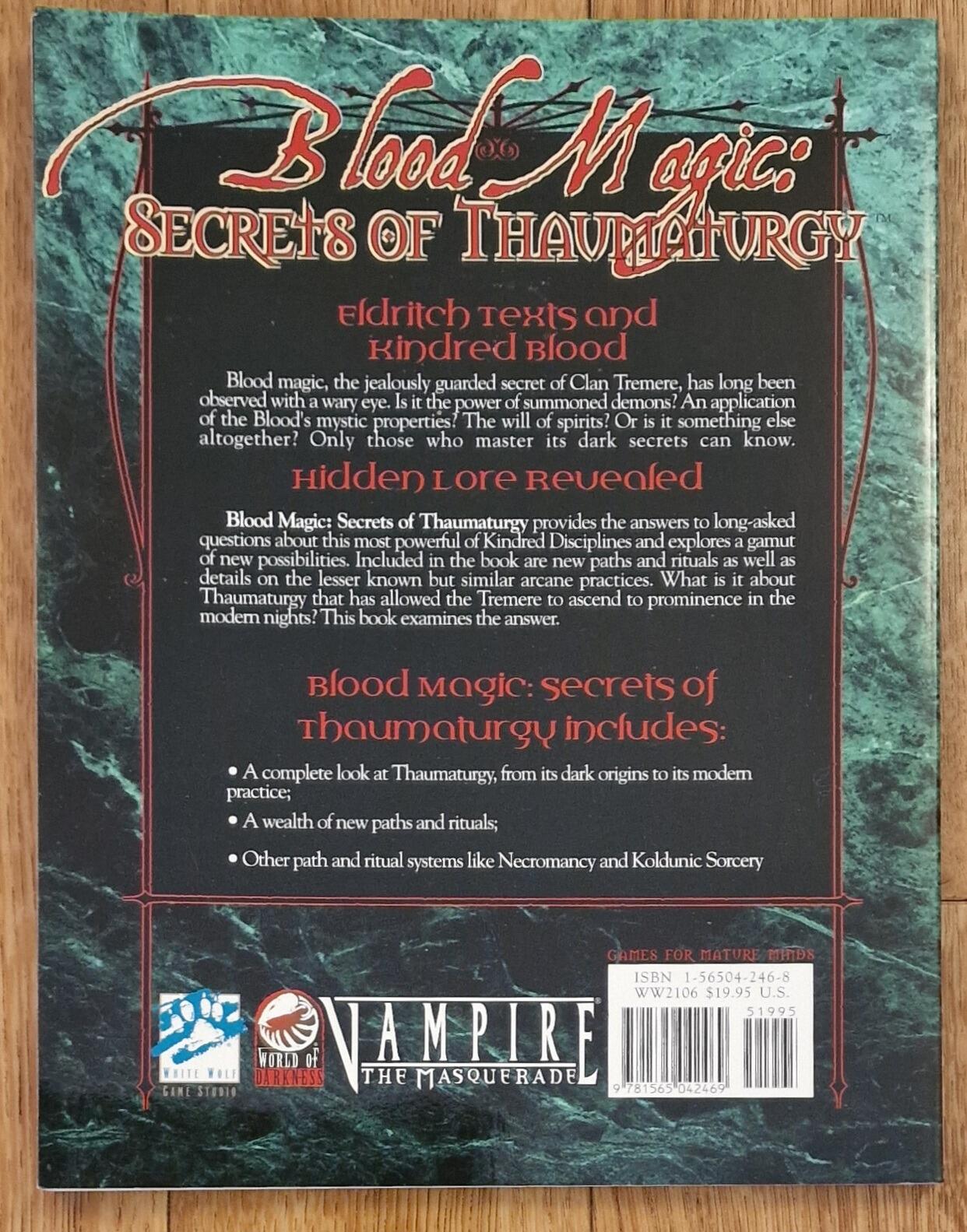 Blood Magic Secrets of Thaumaturgy for Vampire the Masquerade by White ...