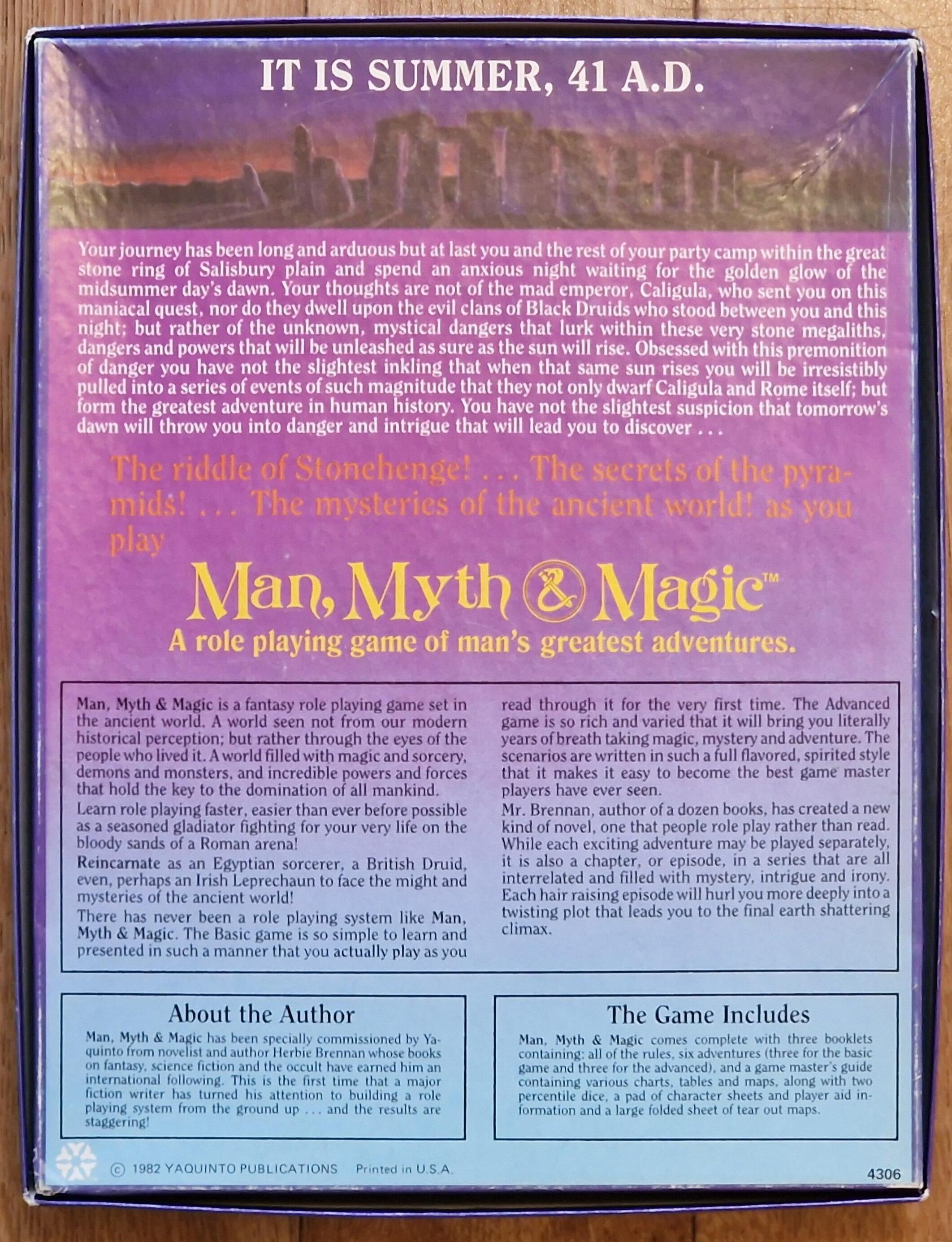 Man Myth & Magic Rules Box Set by Yaquinto Publications 1982