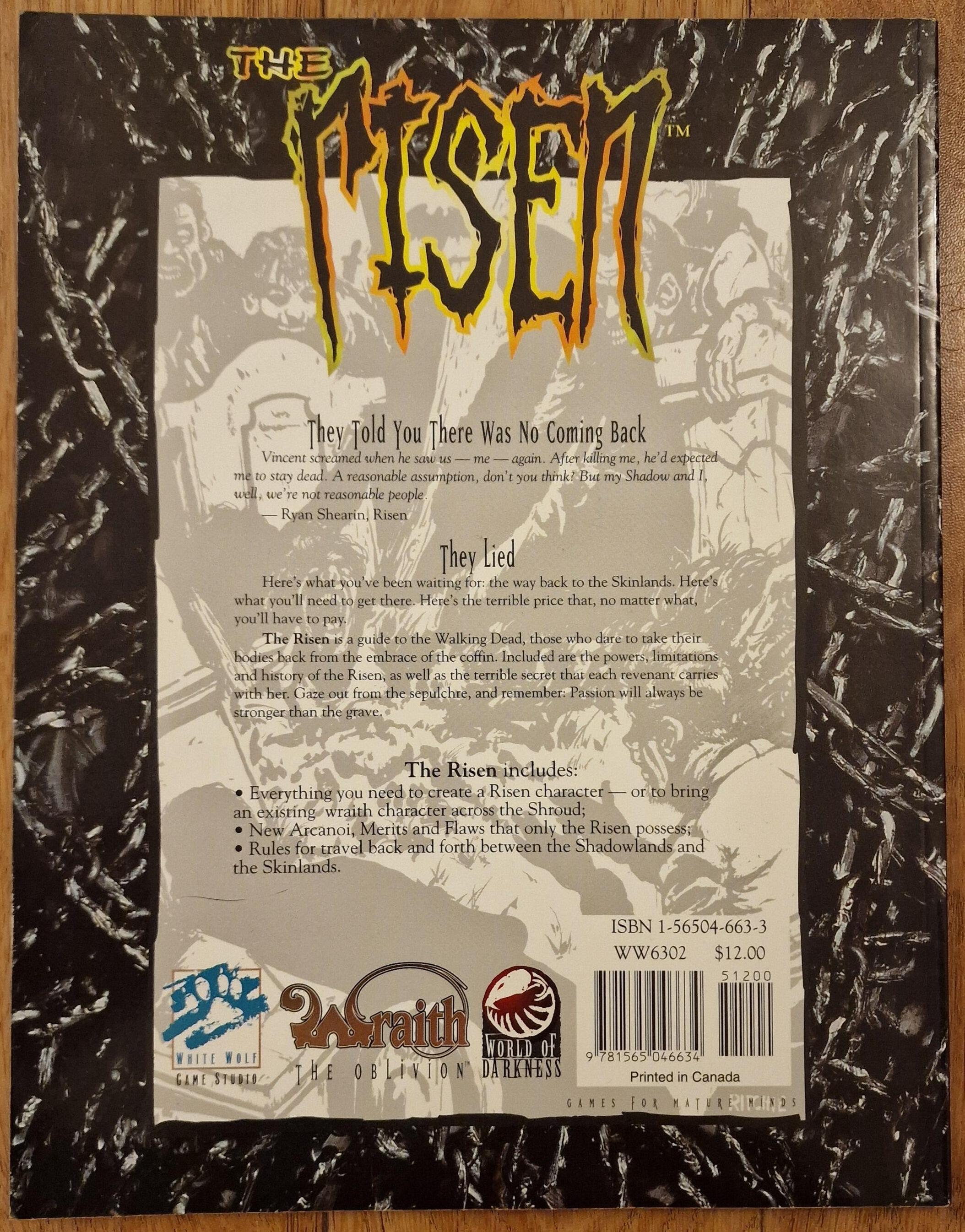 The Risen Sourcebook for Wraith the Oblivion by White Wolf 06 05