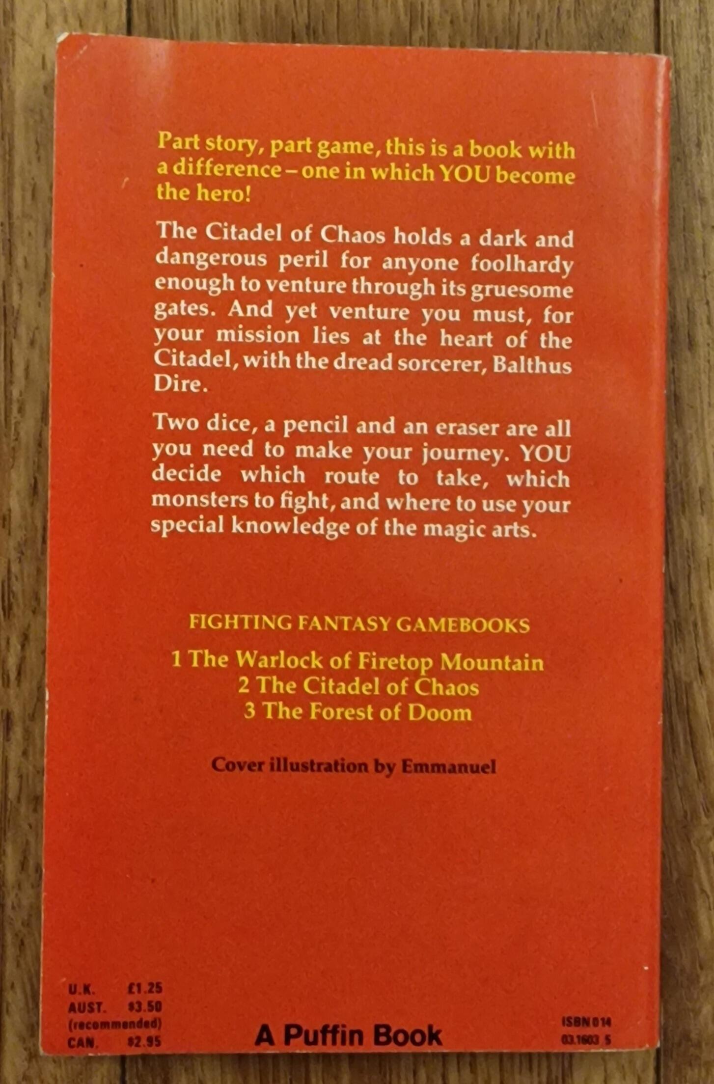 The Citadel of Chaos Fighting Fantasy Book 2 Star Cover by Steve ...