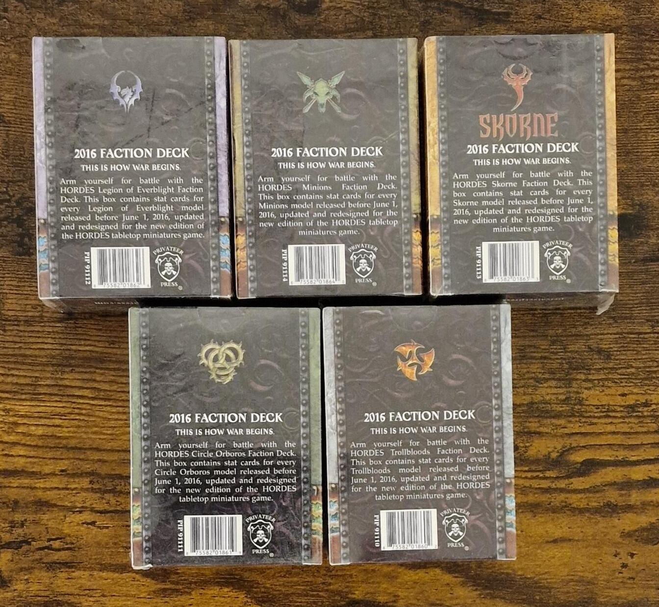 Hordes Faction Decks 2016 Bundle of 5 New in shrink