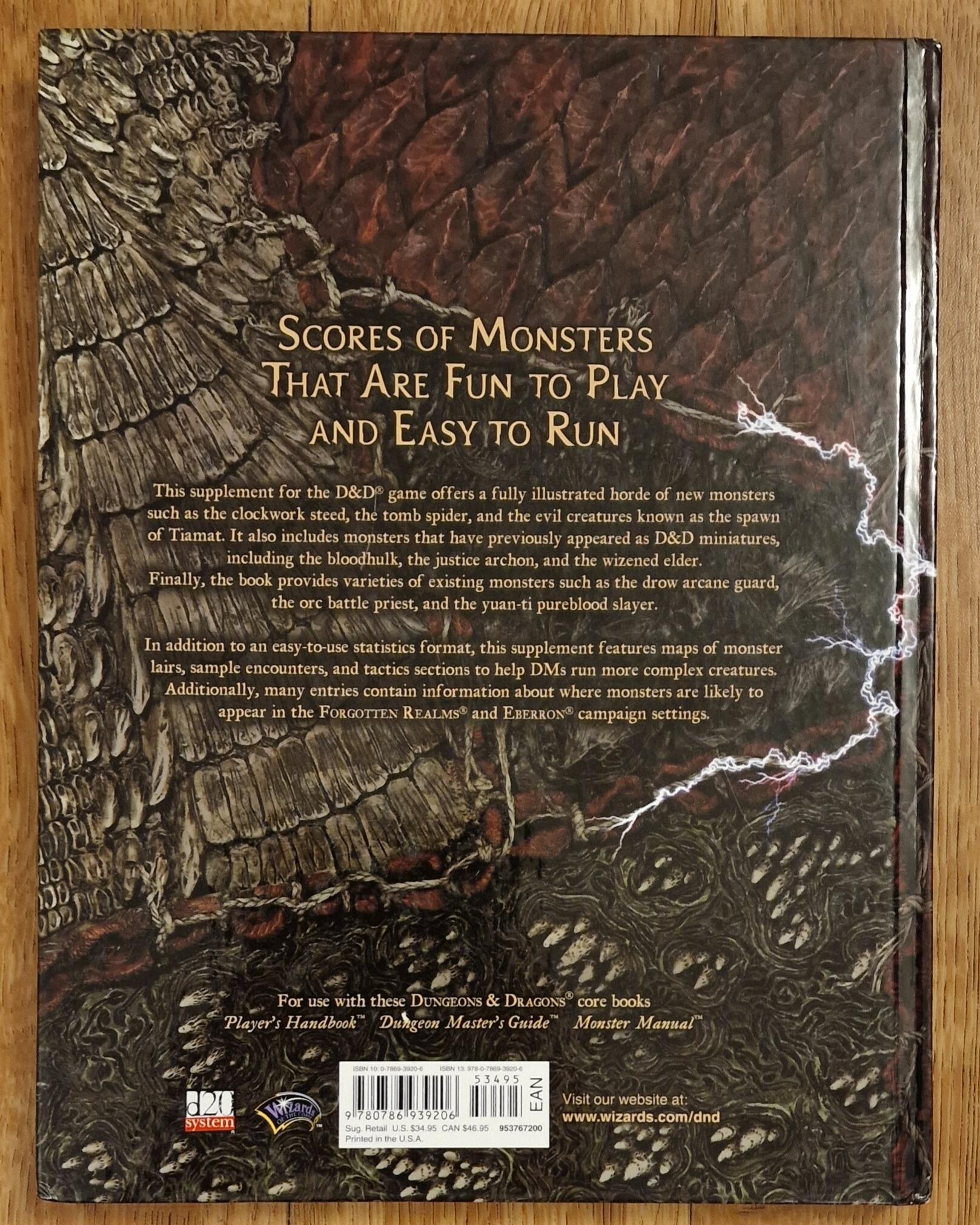 Monster Manual 4 IV for Dungeons & Dragons 3.5 D&D First Print 11 08
