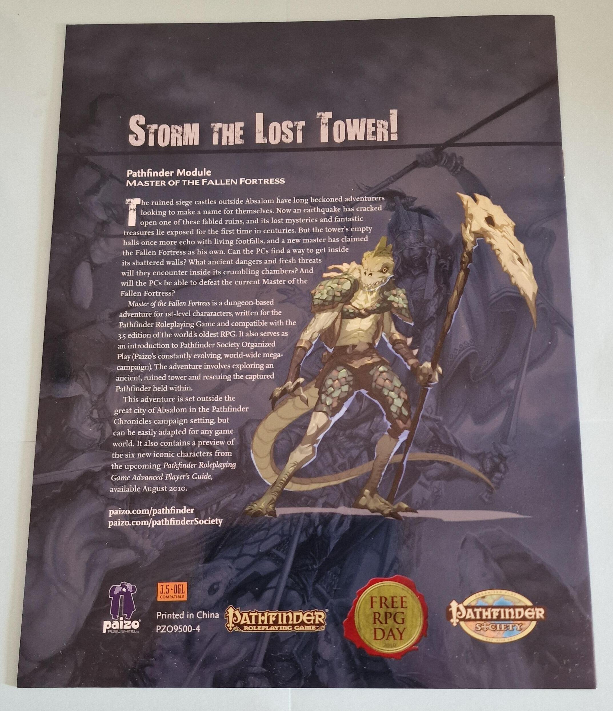 Master of the Fallen Fortress Pathfinder Module Scenario Free RPG day 2010