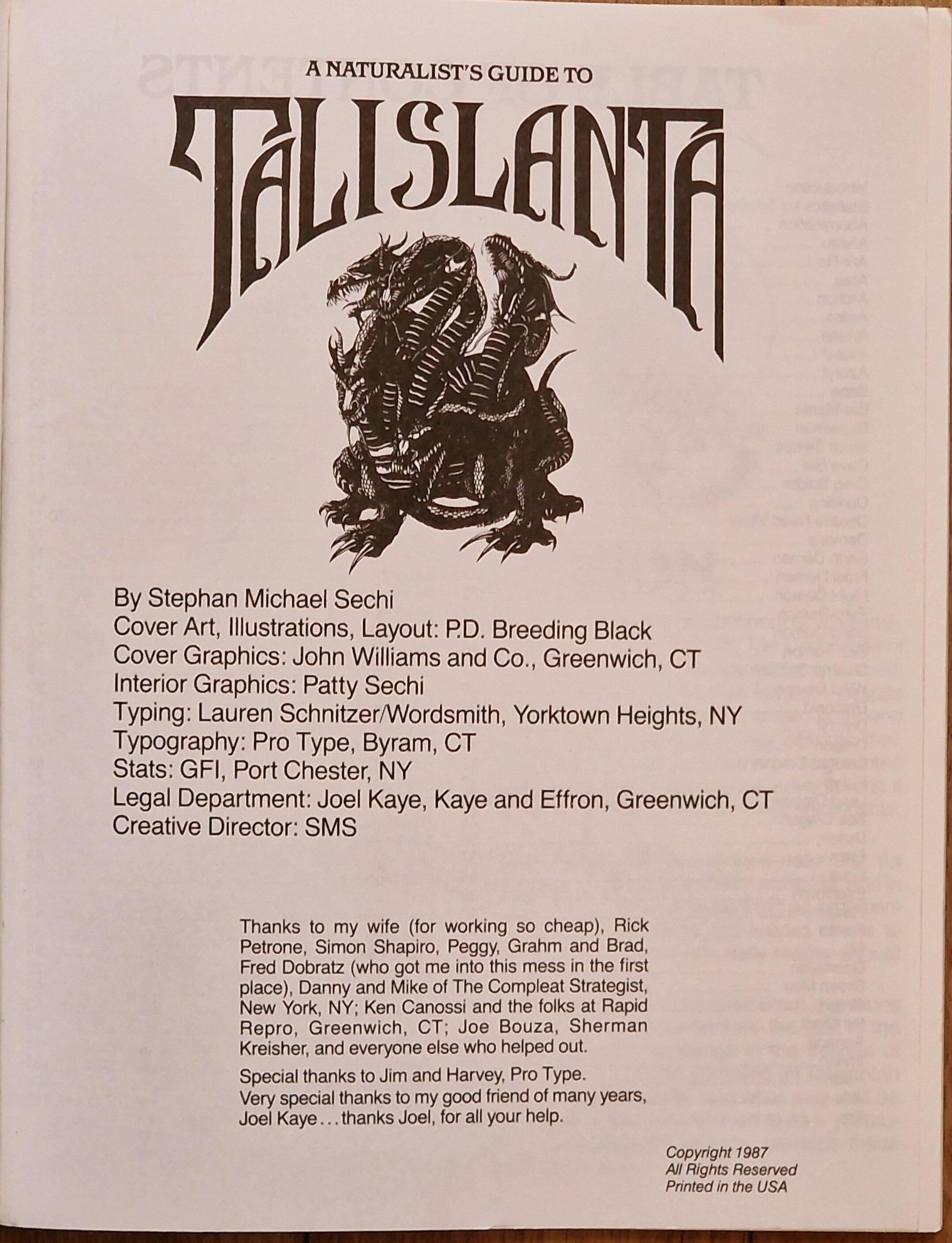 The Naturalist's Guide to Talislanta for Talislanta by Wizards of the Coast