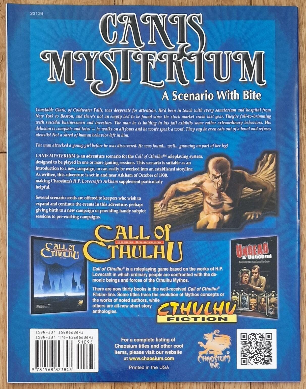 Canis Mysterium for Call Of Cthulhu RPG by Chaosium