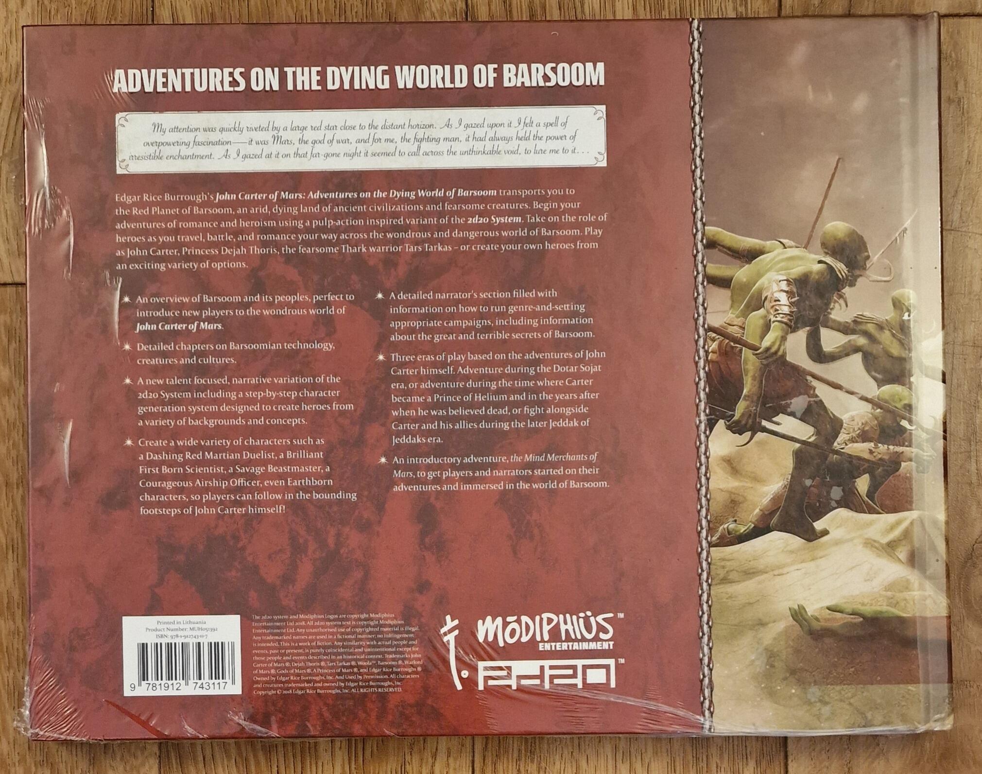 John Carter of Mars Core Rulebook Rules by Modiphius New in shrink