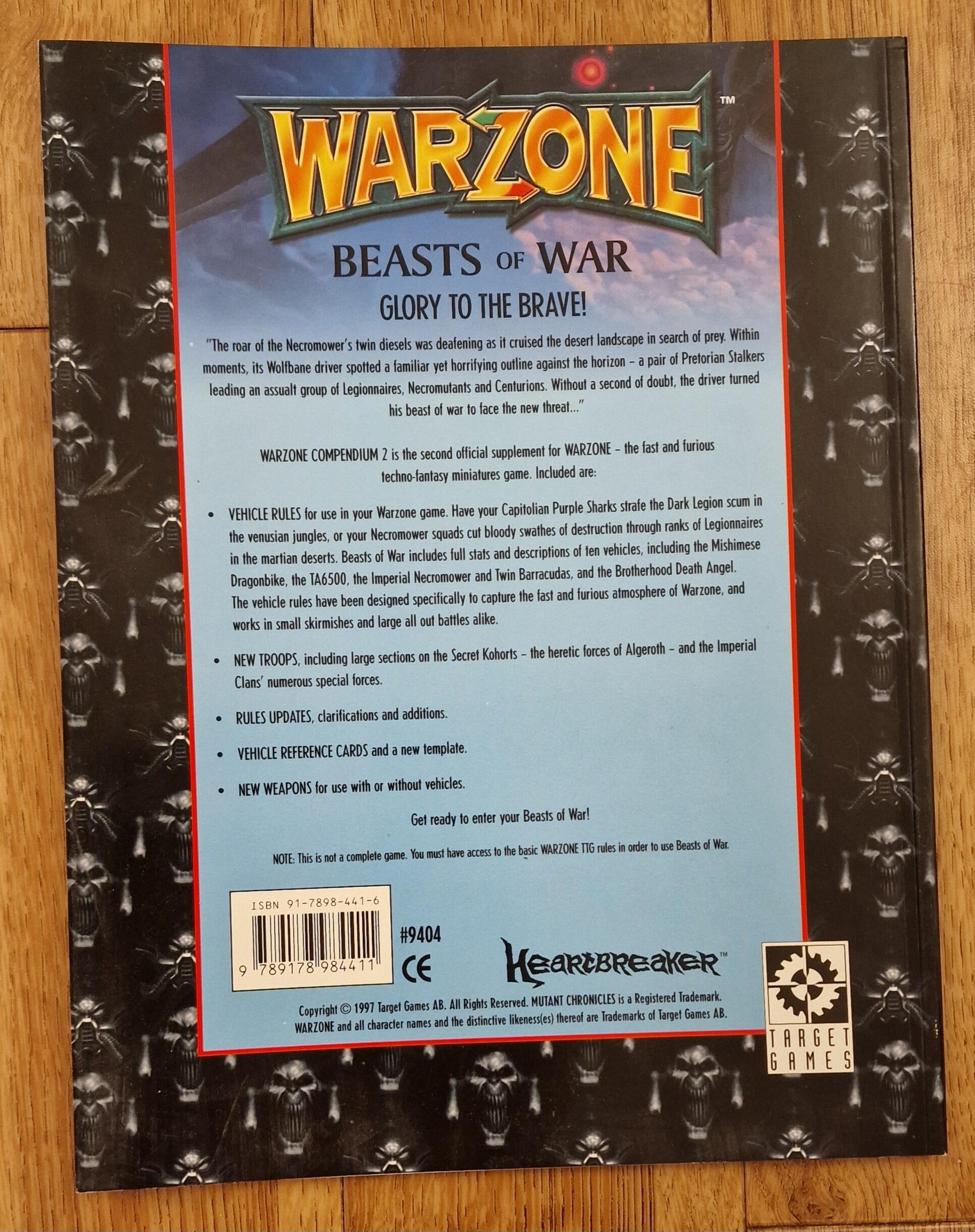 Warzone Compendium 2 Beasts of War Rulebook Mutant Chronicles by Target ...