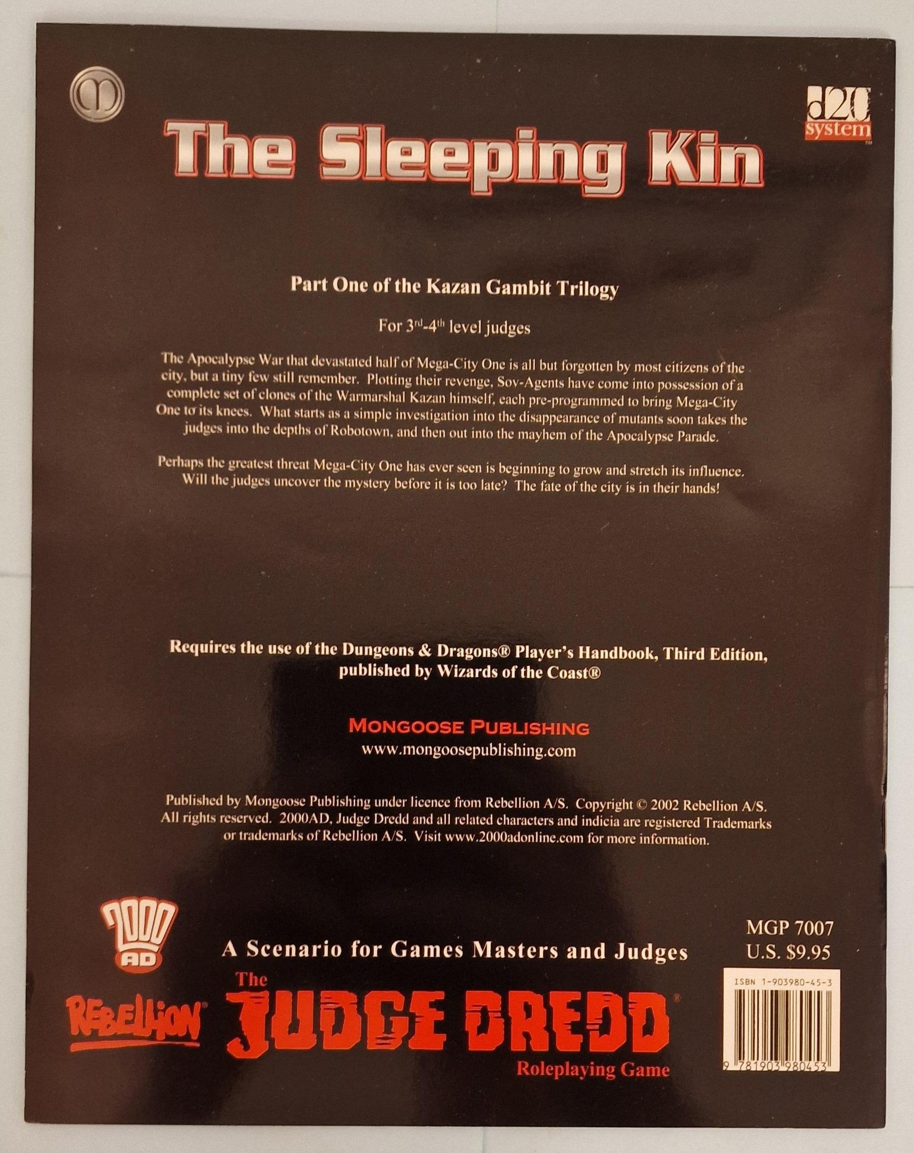 The Sleeping Kin an adventure for Judge Dredd RPG D20