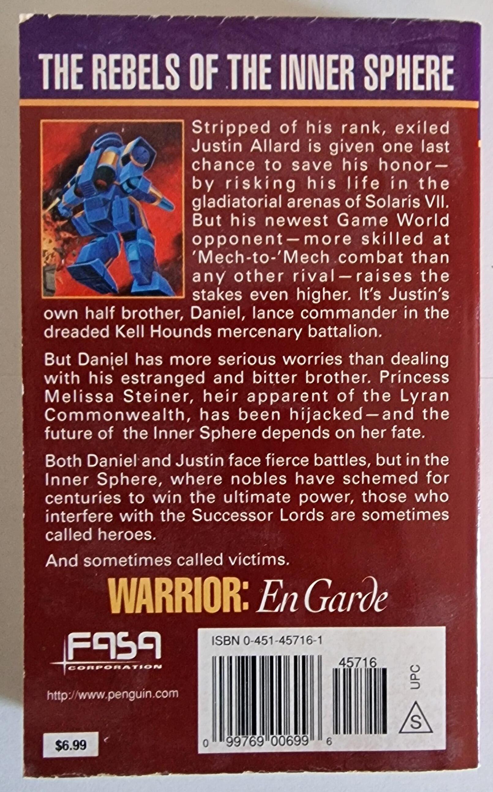 Warrior En Garde 10th Anniversary Edition a Battletech Book by Michael ...