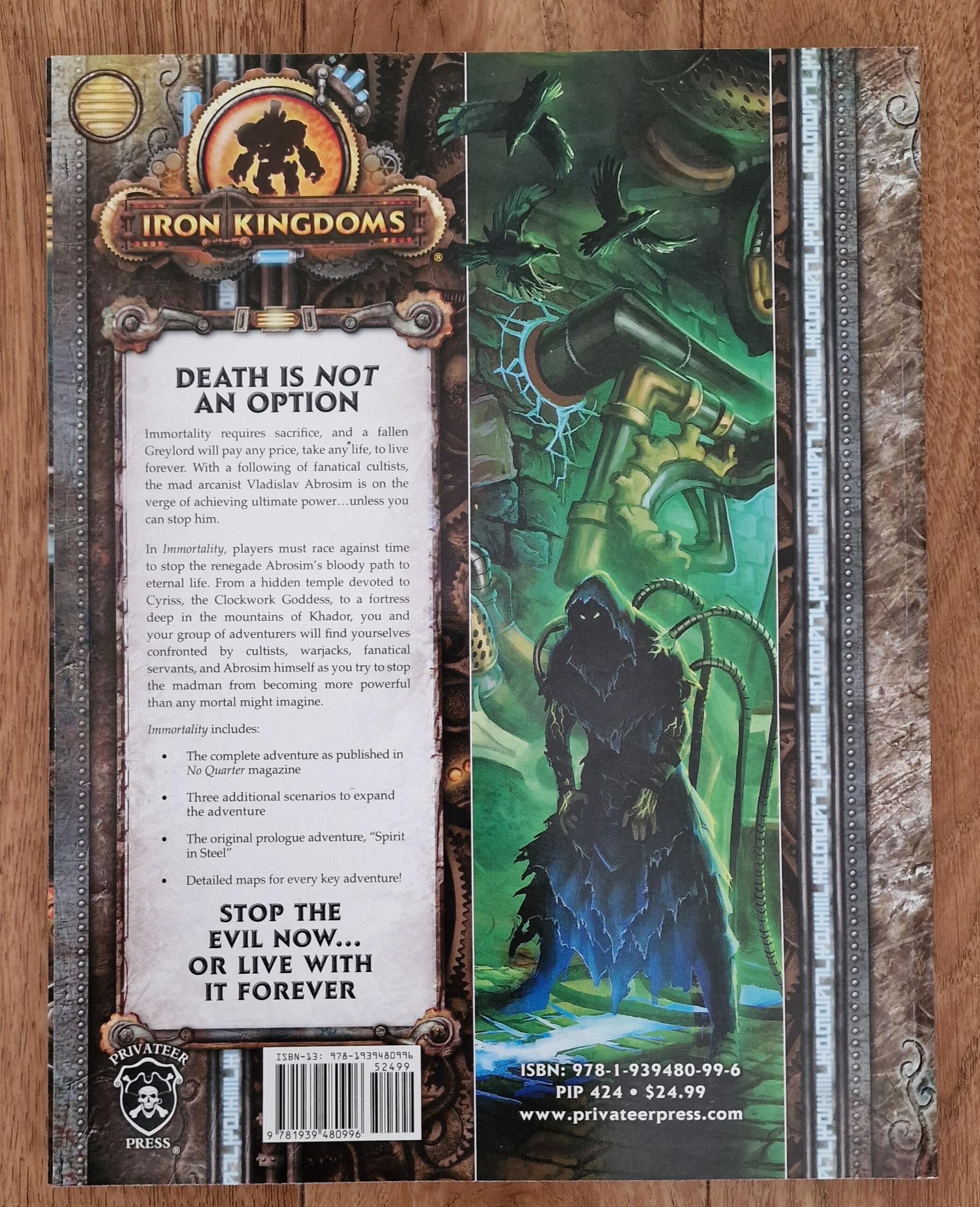 Iron Kingdoms RPG Immortality Adventure by Privateer Press