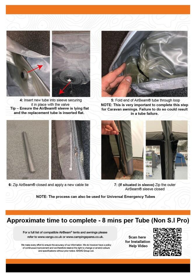 Vango Cruz III Tall Small Bracer Tube 2019 AT001 Spare and Replacement Part