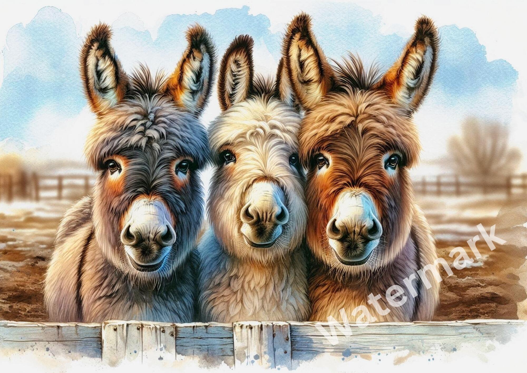 Three Donkeys Wall Art | Unique Home Decor