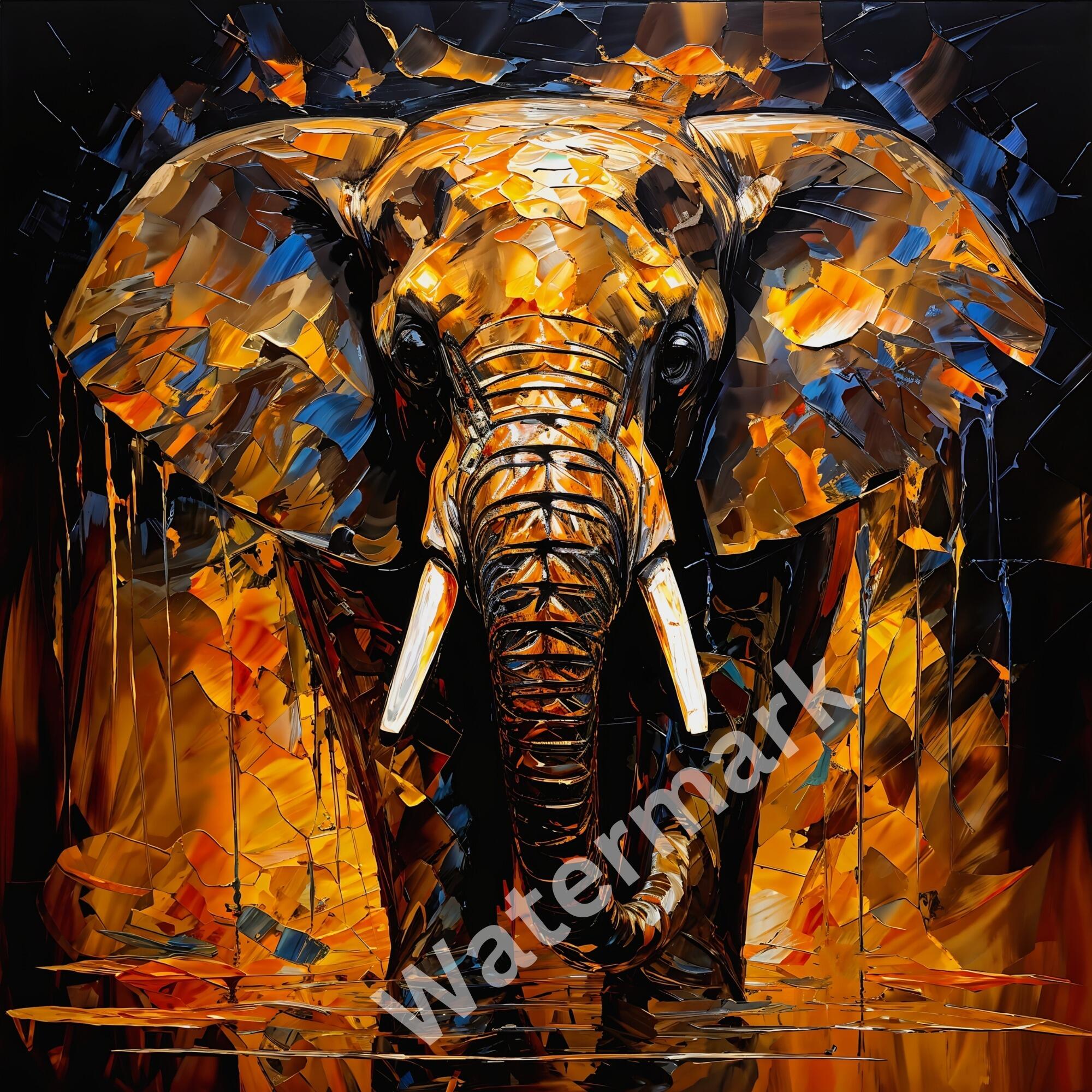 Abstract Elephant Wall Art Print Poster